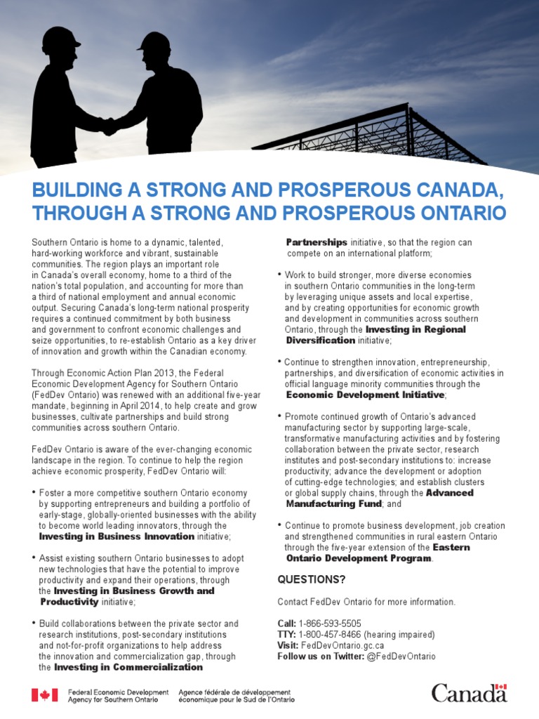 Building A Strong and Prosperous Canada, Through A Strong and ...