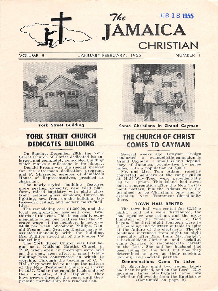 Fream Donald Maxine 1955 Jamaica | PDF | Christian Mission | Baptism
