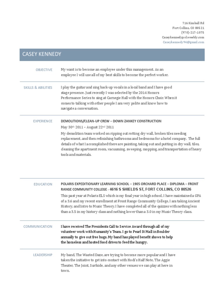 Casey Kennedy: Objective | PDF