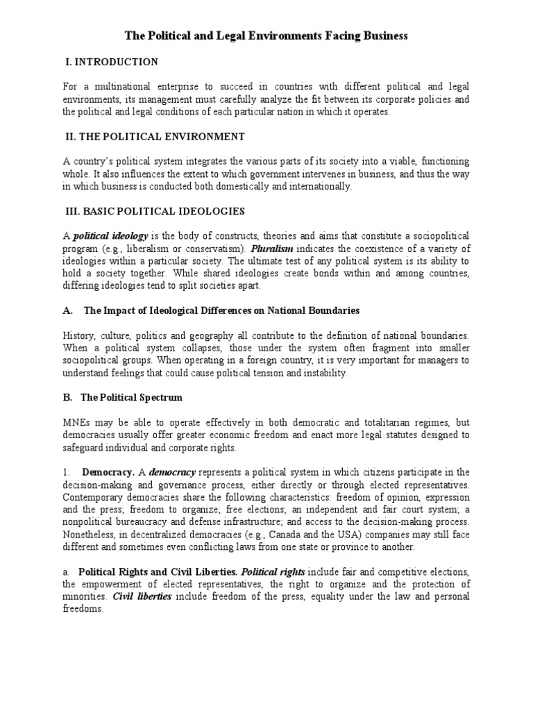 The Political and Legal Environments Facing Business | PDF | Democracy ...