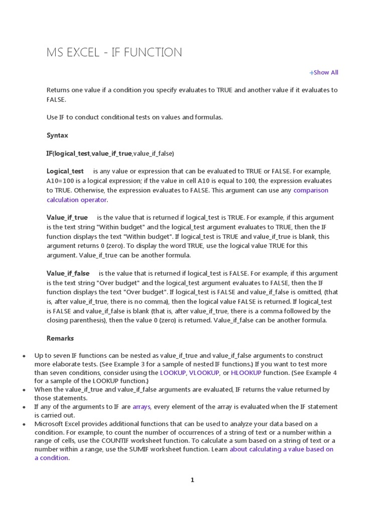MS Excel-If | Download Free PDF | Microsoft Excel | Parameter (Computer Programming)