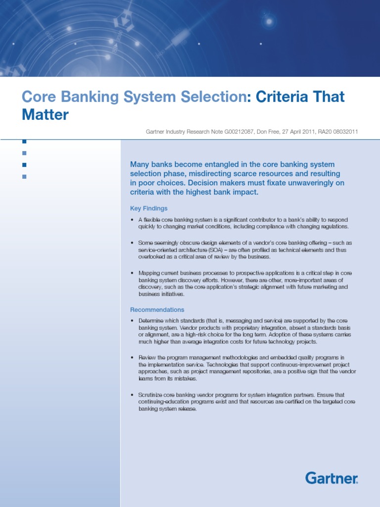 Core Banking Selection Criteria | PDF | Service Oriented Architecture ...