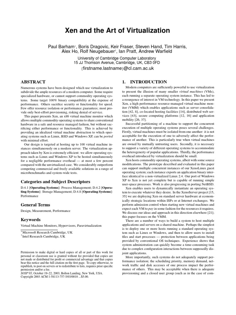 Xen and The Art of Virtualization | PDF | Business