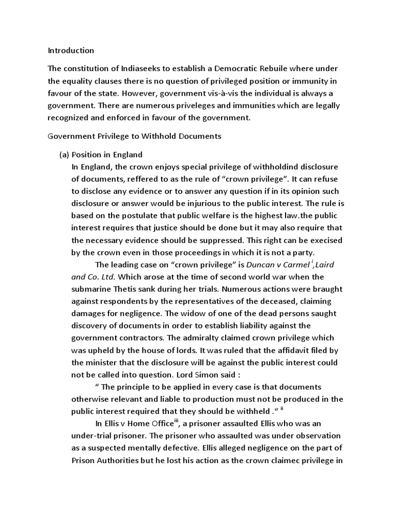 Admninistrative Law - Government Privelege To Withhold Documents | PDF ...