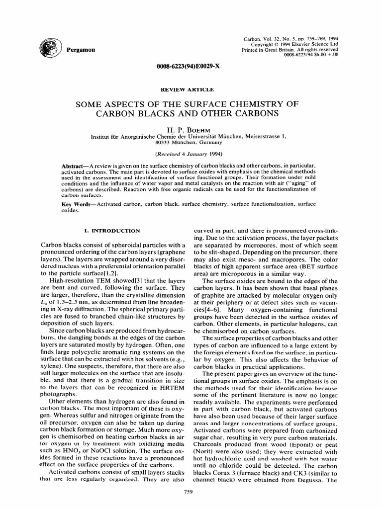 Surface Chemistry of Carbon Blacks and Other Carbons | PDF | Carboxylic ...