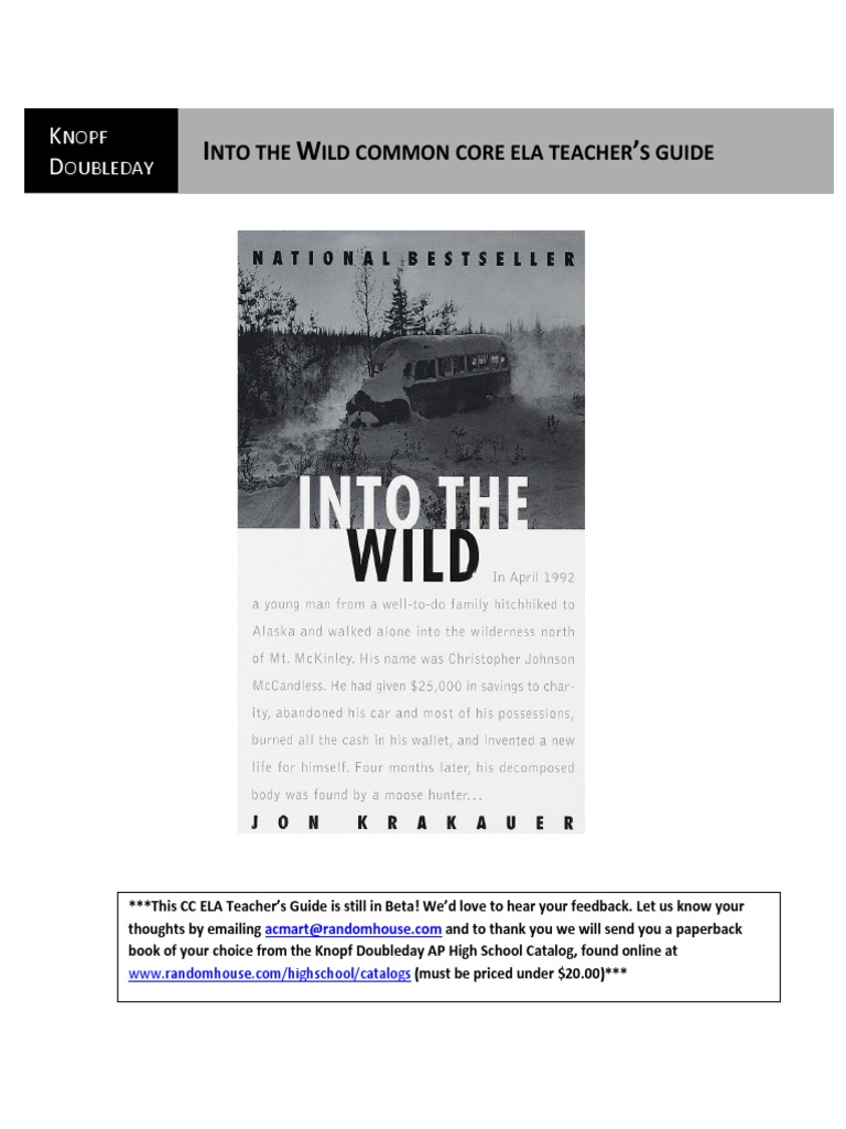 Into the Wild Teacher's Guide | PDF | Common Core State Standards ...