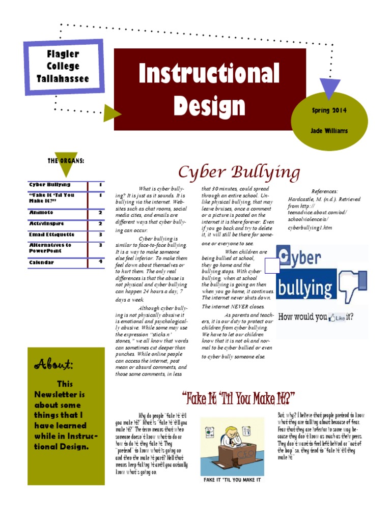 Instructional Design Newsletter | PDF | Cyberbullying | Bullying