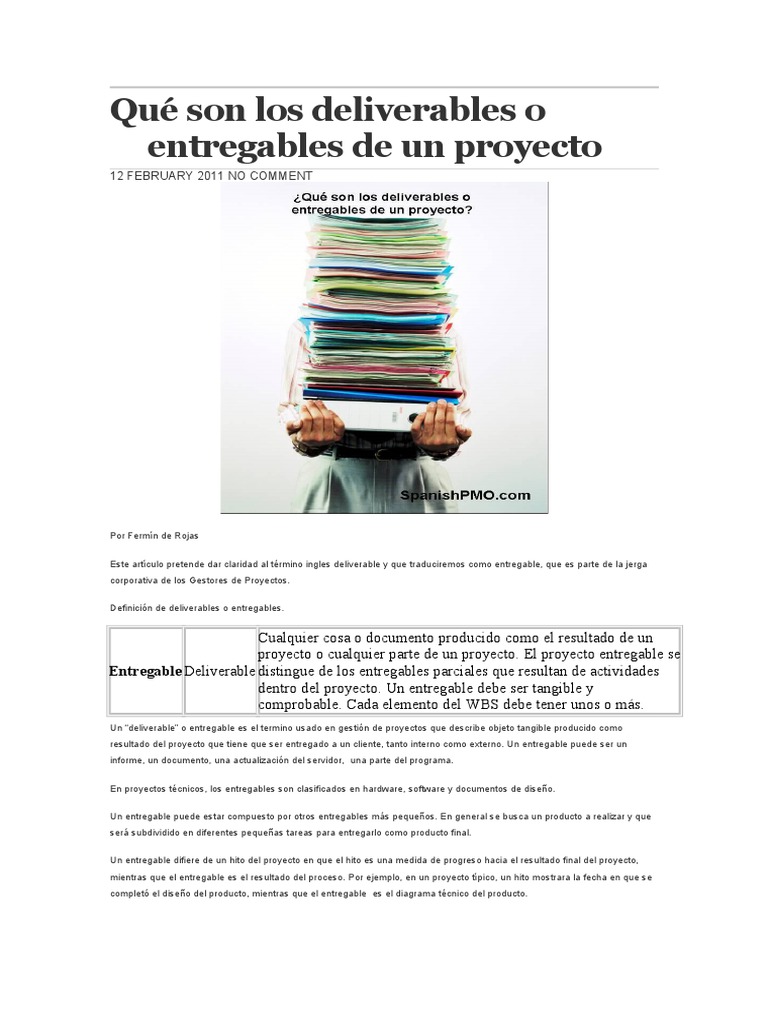 Qué Son Los Deliverables o Entregables de Un Proyecto