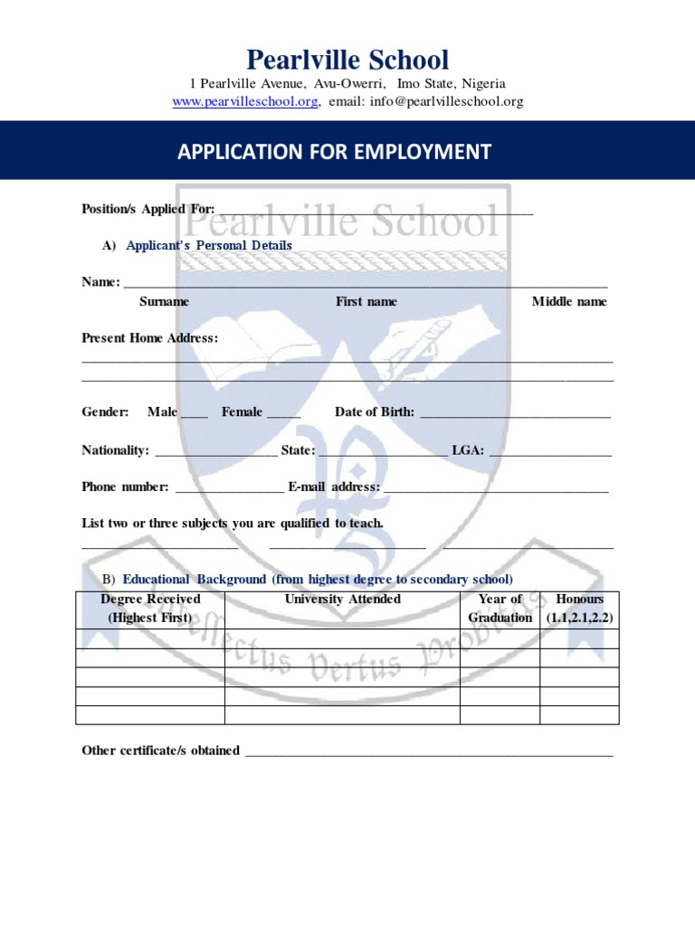 Teacher Recruitment Application Form | PDF | Teachers | Employment
