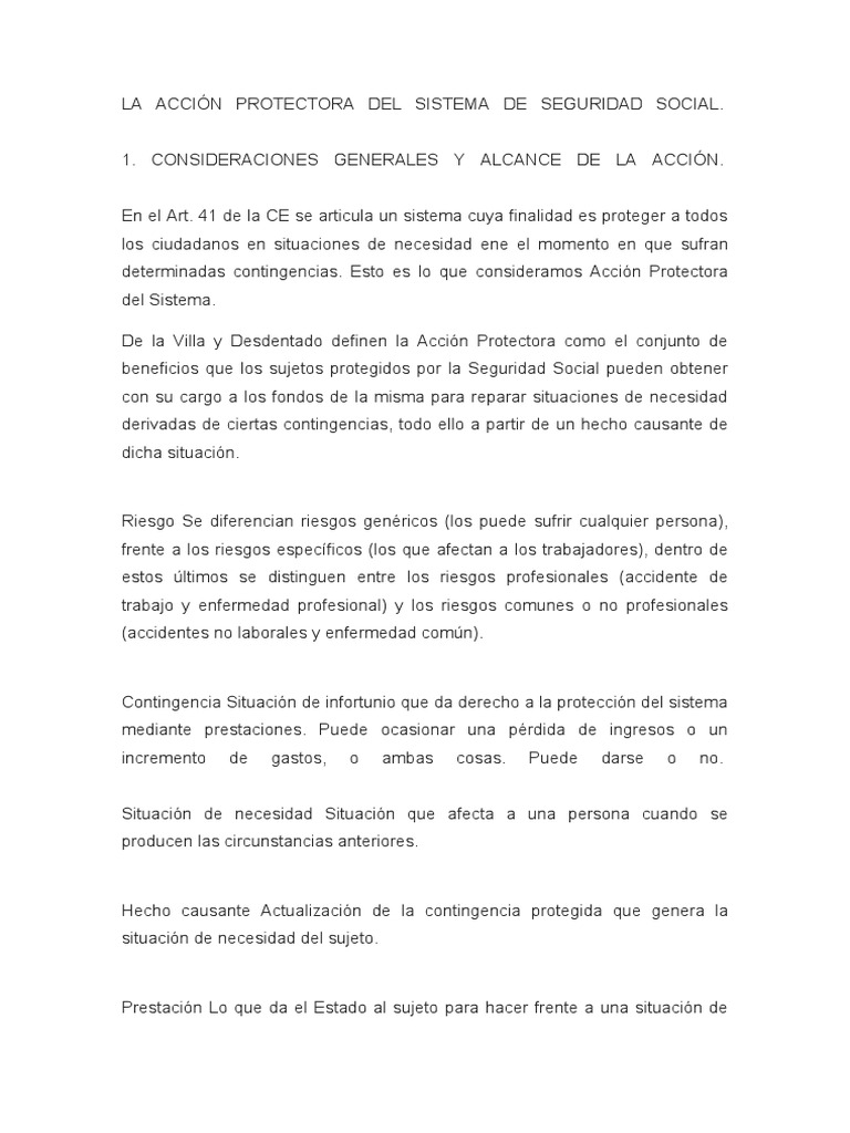 La Acción Protectora Del Sistema de Seguridad Social | PDF | Derecho ...