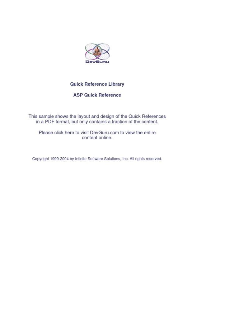Sample Quickref | PDF | Active Server Pages | Web Server