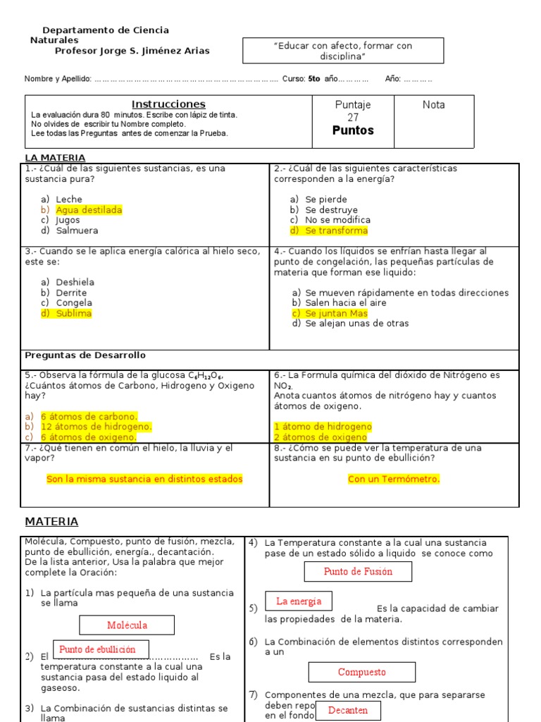 5to Basico La Materia | PDF | Mezcla | Temperatura