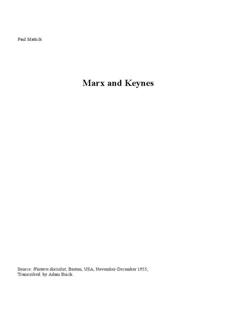 Marx and Keynes | PDF | Economics | Economies