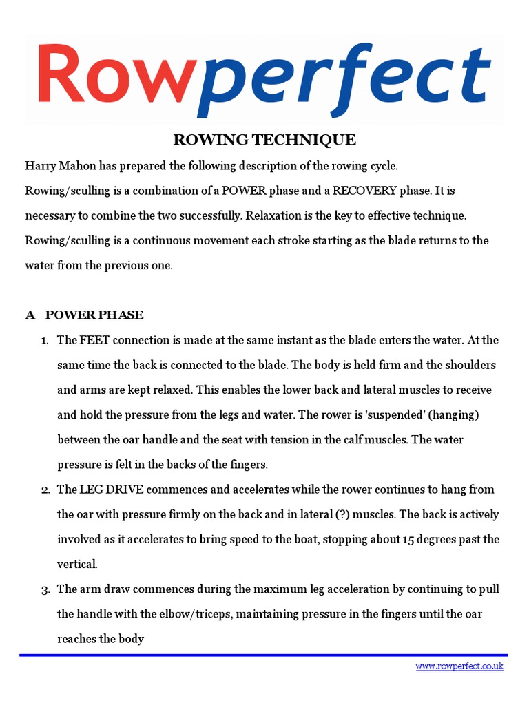 Rowing Technique, Rowing Cycle by Harry Mahon | PDF | Rowing (Sport ...
