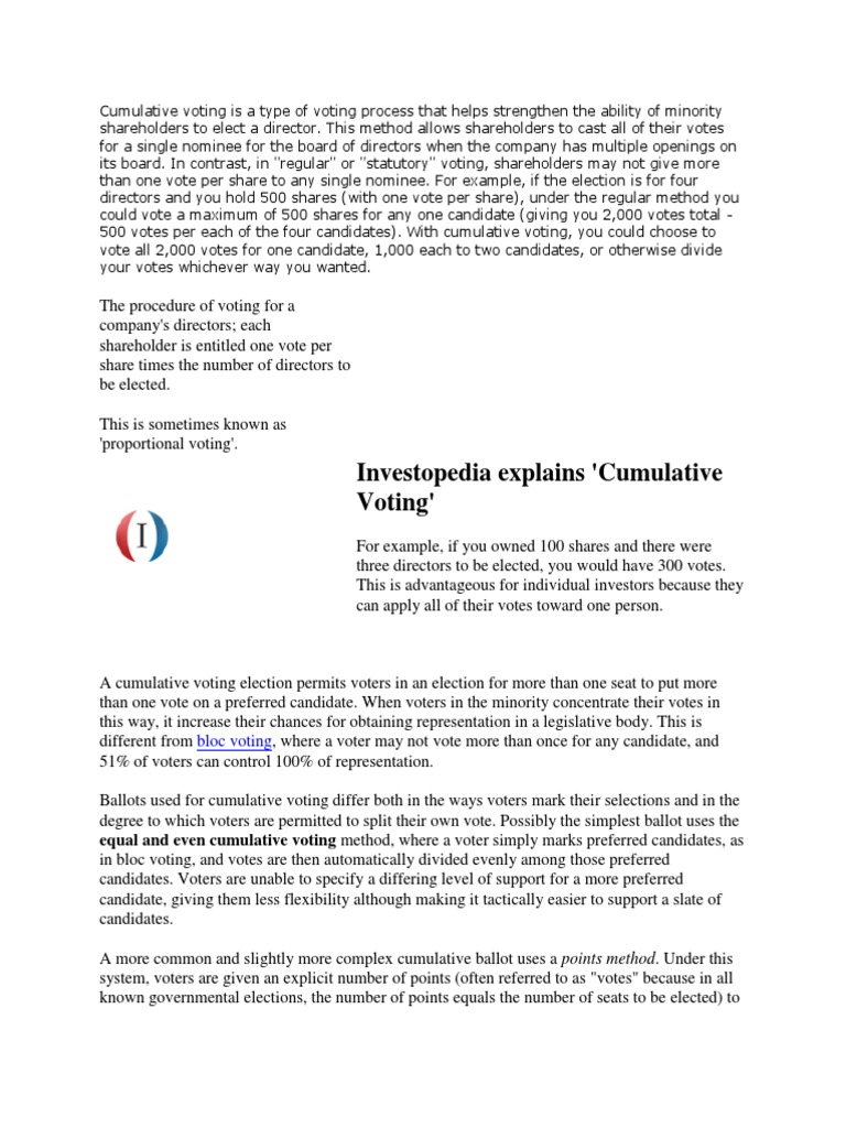 Cumulative Voting | PDF | Voting | Democracy