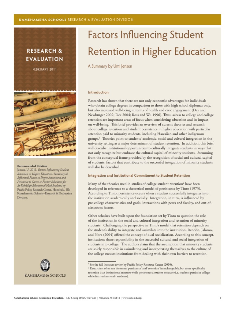 Factors Influencing Student Retention in Higher Education | PDF ...