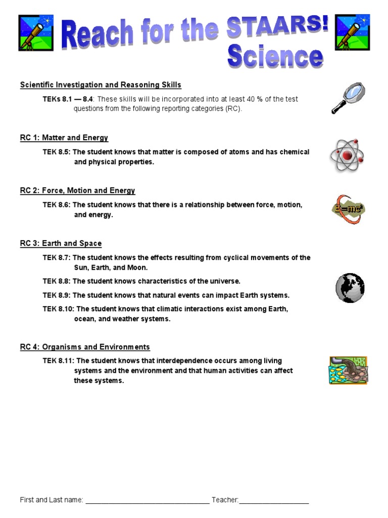8th Grade Science TEK Review Guide | PDF | Stars | Moon