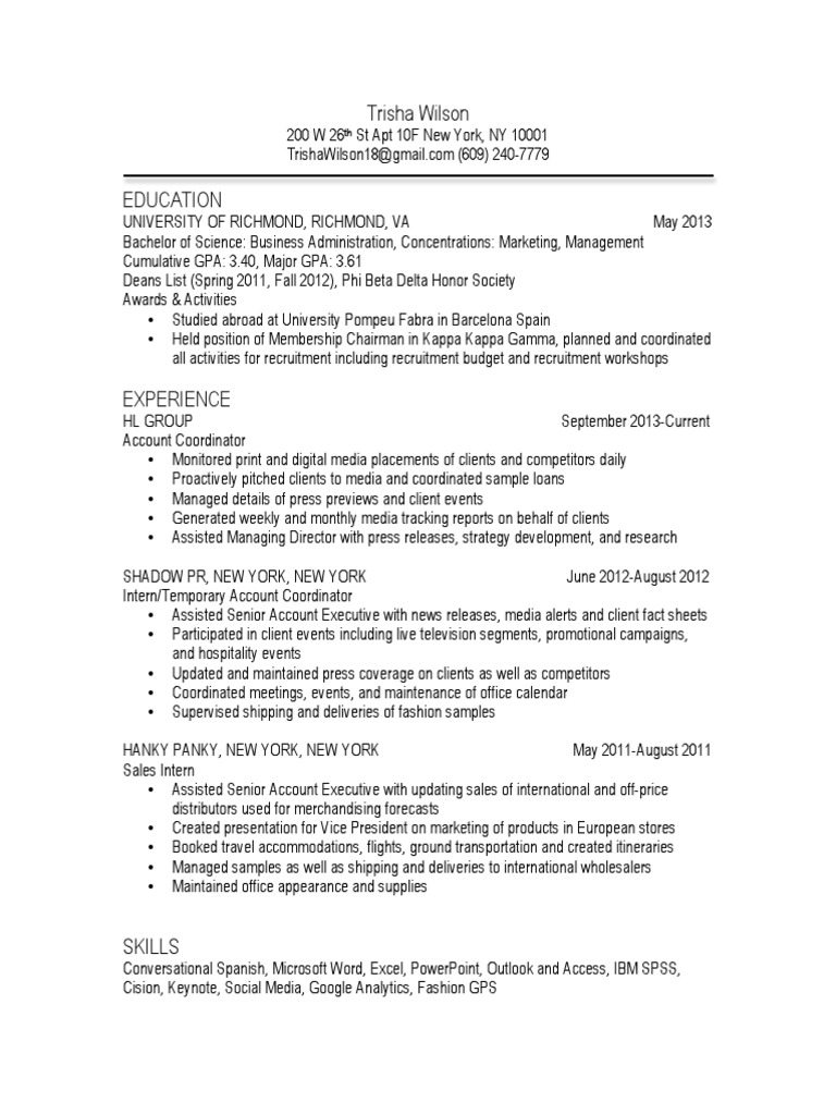 Trisha Wilson Resume | PDF