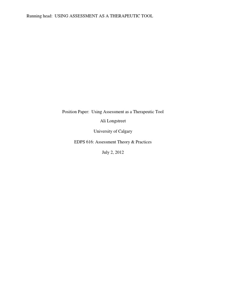 Edps 616 - Assessment As A Therapeutic Tool | PDF | Psychological ...