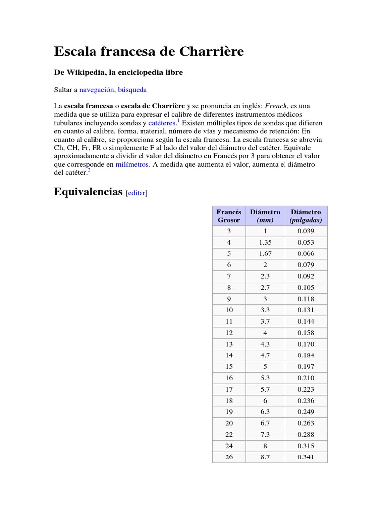 Escala Francesa de Charrière | PDF | Urología