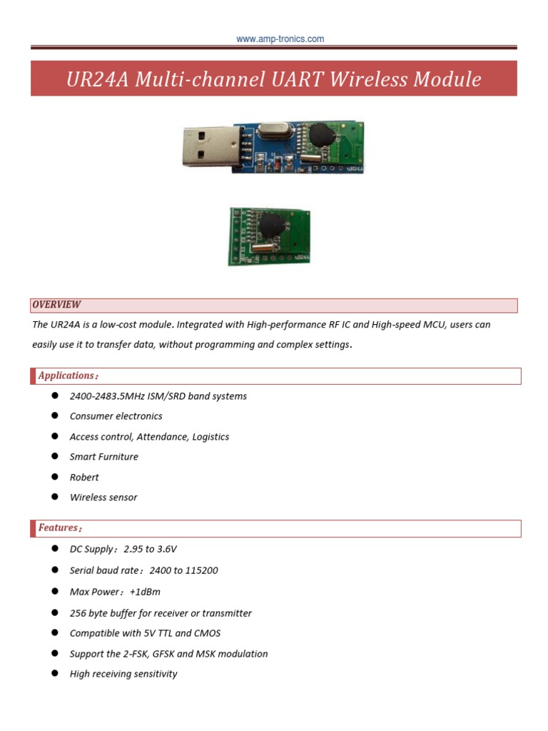 UR24A Multi-Channel UART Wireless Module | PDF | Electronic Engineering ...