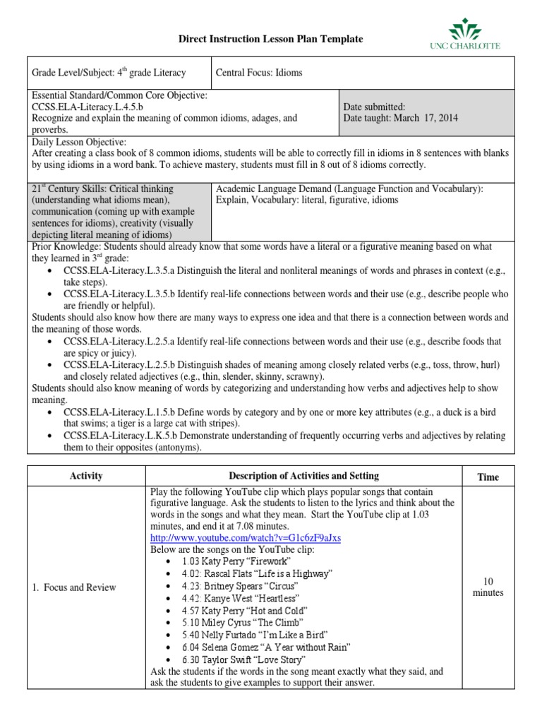 4th Grade Poetry Lesson | PDF | Idiom | Lesson Plan
