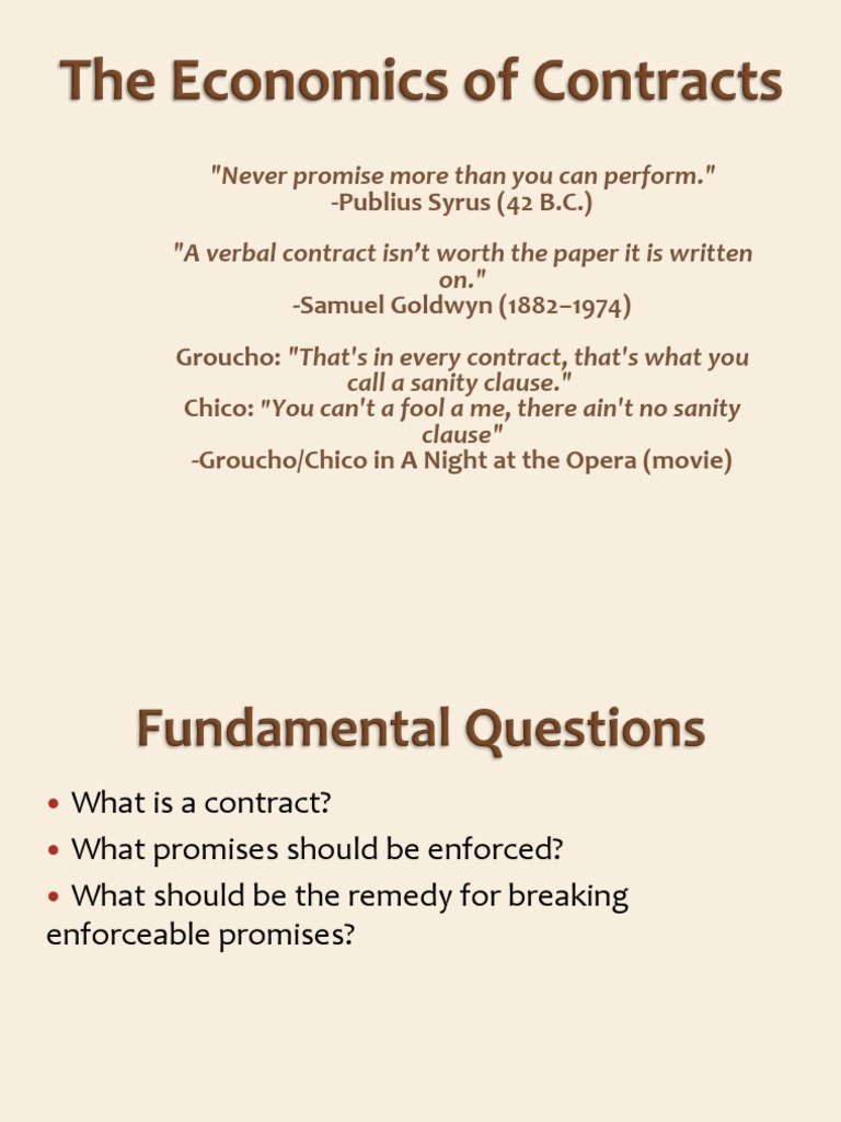 Economics of Verbal Contracts Explained | PDF | Damages | Breach Of ...