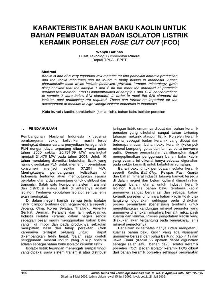 Kaolin Unruk Isolator | PDF