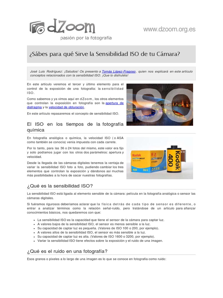 Sabes para Que Sirve La Sensibilidad ISO de Tu Camara 11170 | PDF | Velocidad de la película ...