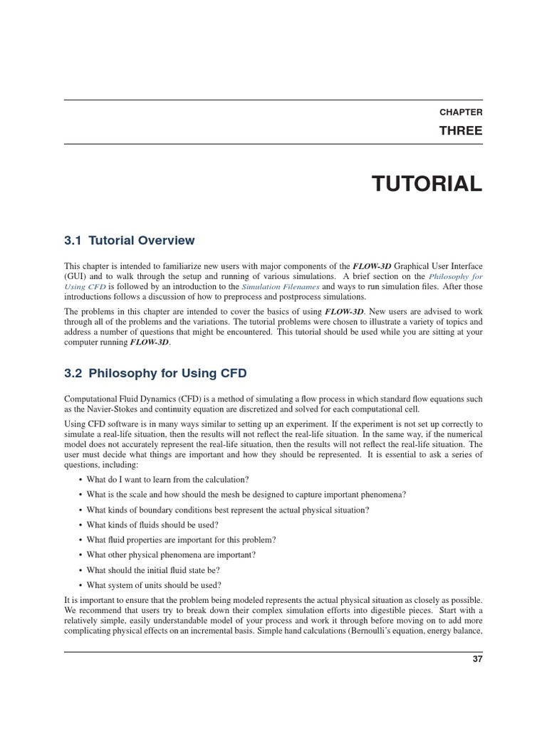 FLOW 3Dv10 1 Tutorial | PDF | Computational Fluid Dynamics | Graphical User Interfaces