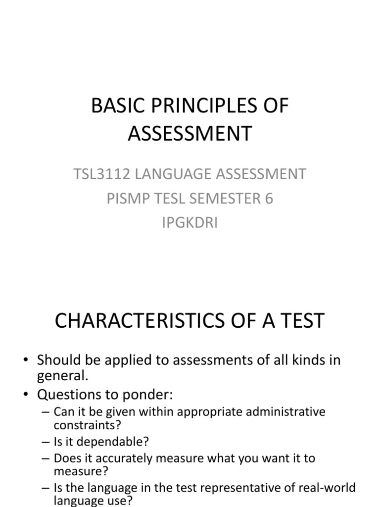 3 - Basic Principles of Assessment | PDF
