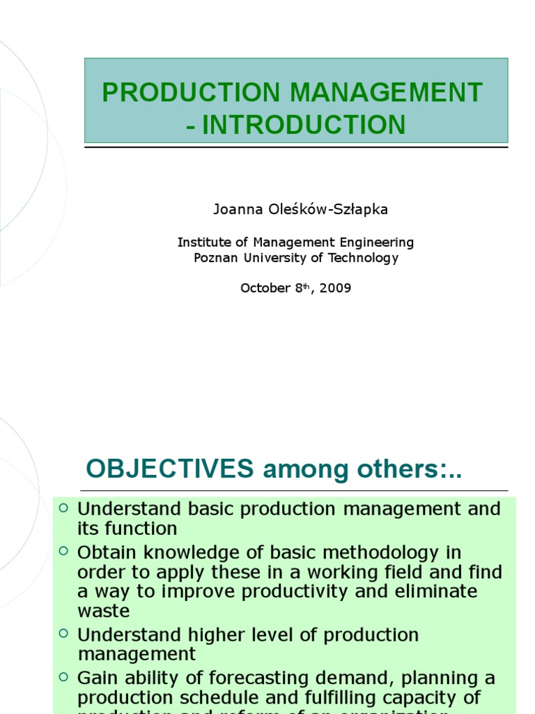 Production Management - Introduction - 1 | PDF | Operations Management ...