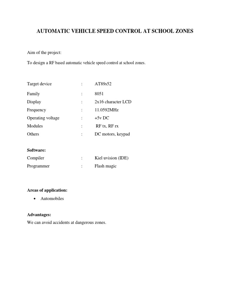 Automatic Vehicle Speed Control at School Zones | PDF | Receiver (Radio ...