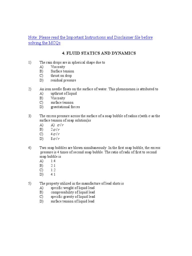 Fluid Statics and Dynamics | PDF | Buoyancy | Drop (Liquid)