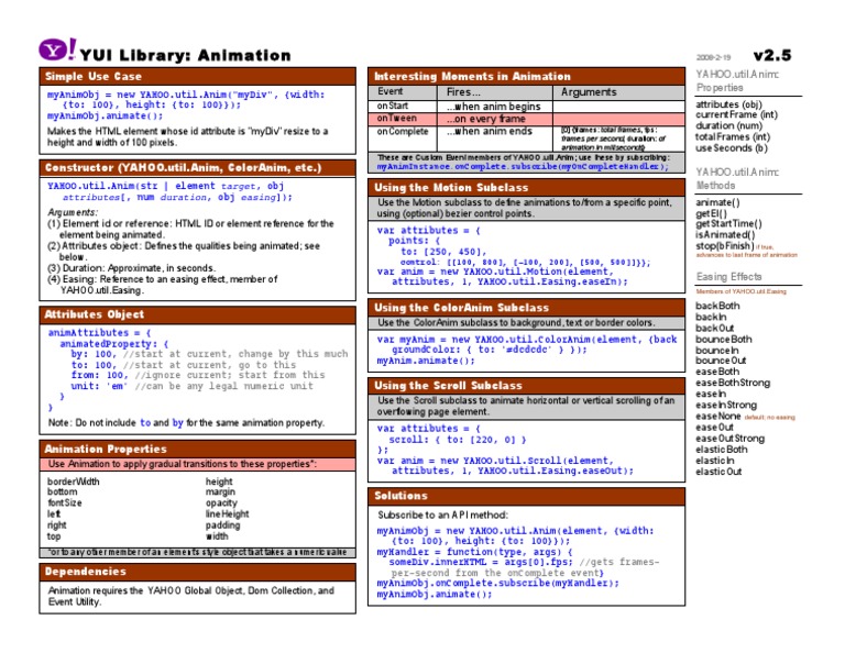 YUI Library: Animation v2.5: Simple Use Case Interesting Moments in Animation | PDF | Software ...