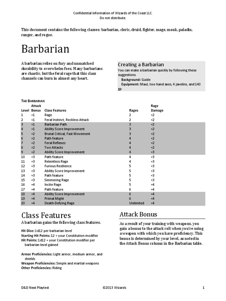 Barbarian: Class Features | PDF | Dungeons & Dragons | D20 System
