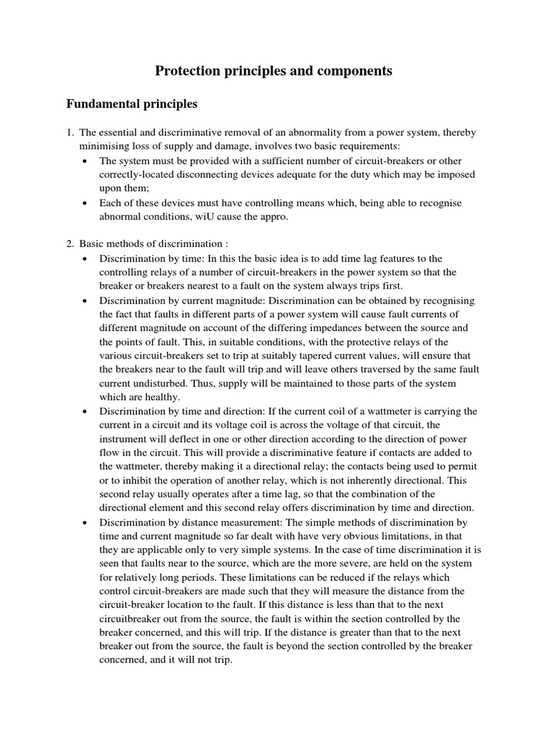 Protection Principles and Components | PDF | Relay | Capacitor