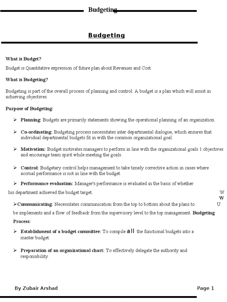 What Is Budget? Budget Is Quantitative Expression of Future Plan | PDF ...