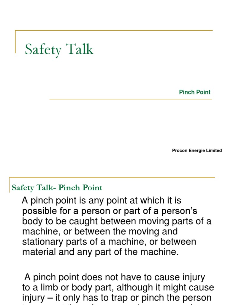 Safety Meeting Topics Pinch Points