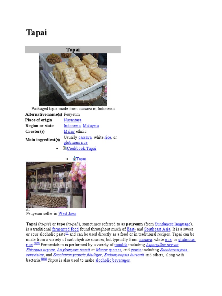 Tapai | PDF | Cuisine | Food And Drink Preparation