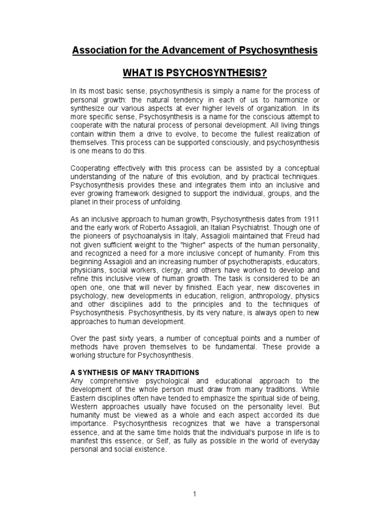 Roberto Assagioli - What Is Psychosynthesis | PDF | Self ...