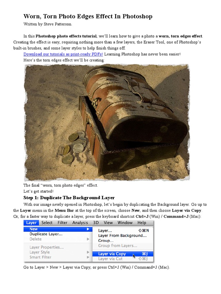Worn, Torn Photo Edges Effect in Photoshop | Adobe Photoshop | Computer ...