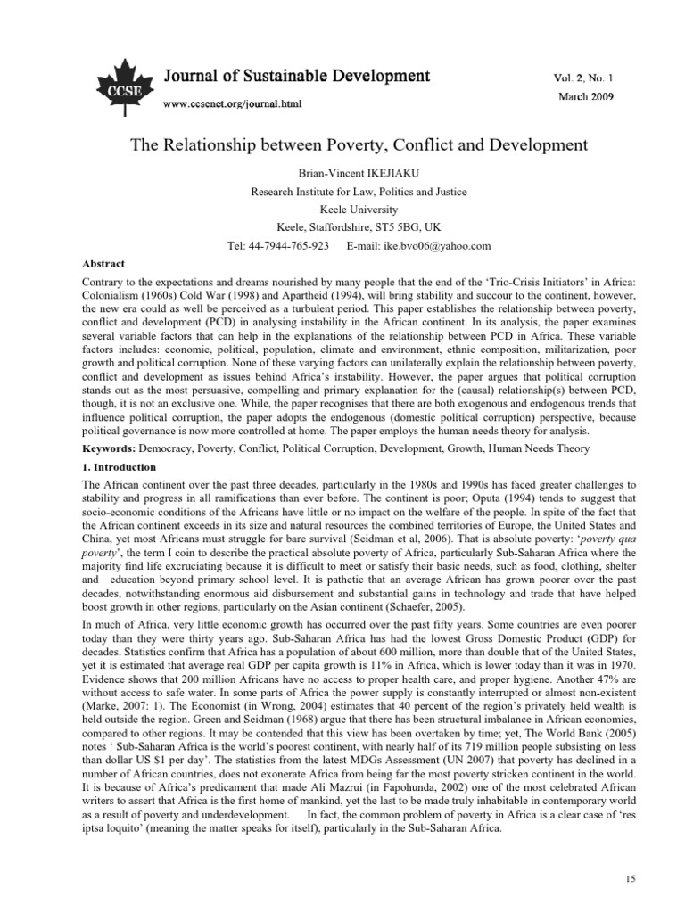 The Relationship Between Poverty, Conflict and Development | Download ...