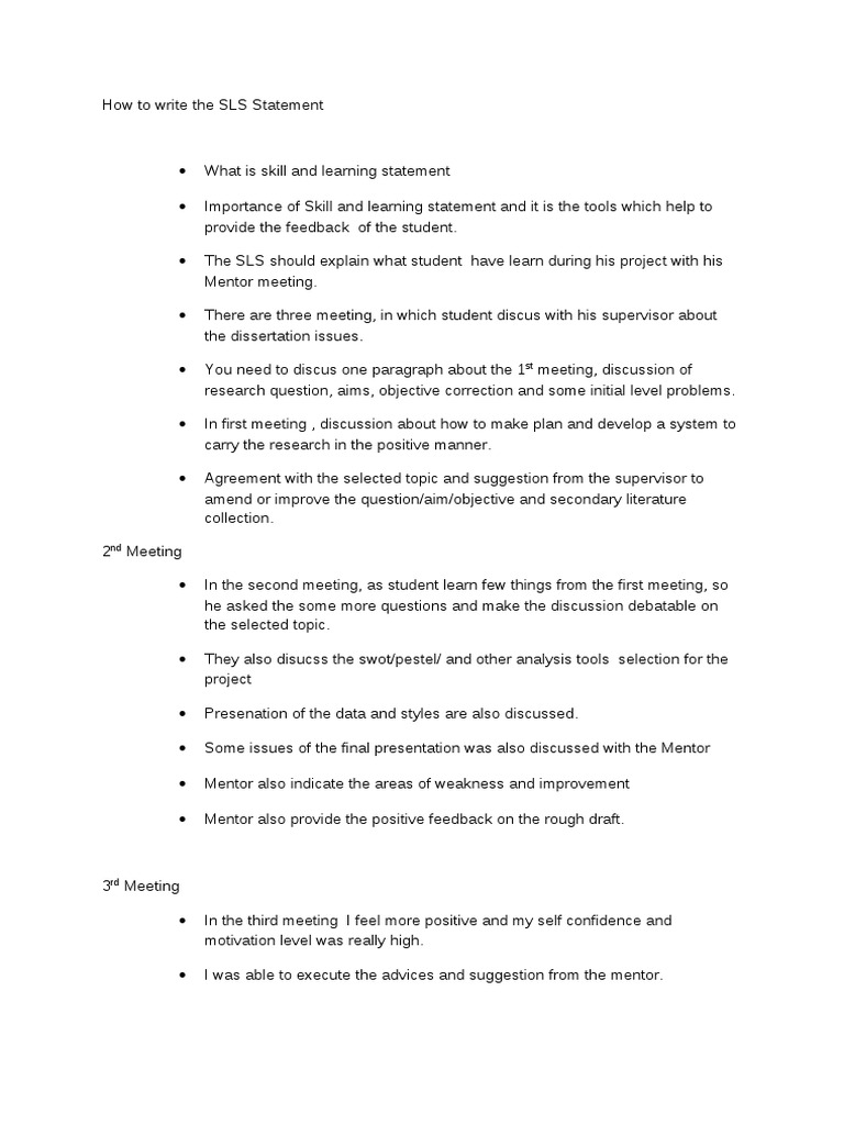 Writing the SLS Statement Guide | PDF | Career & Growth | Business