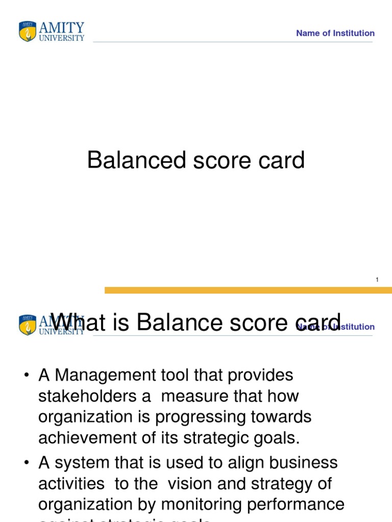 Balanced Score Card | Download Free PDF | Goal | Business