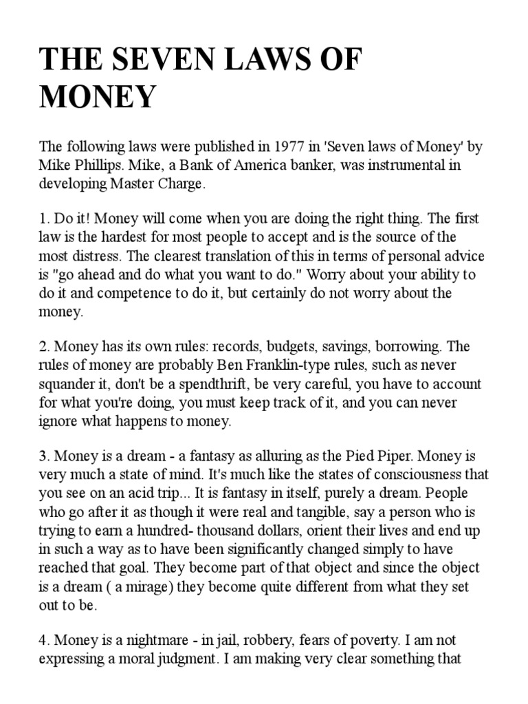 The Seven Laws of Money | PDF | Money | Science