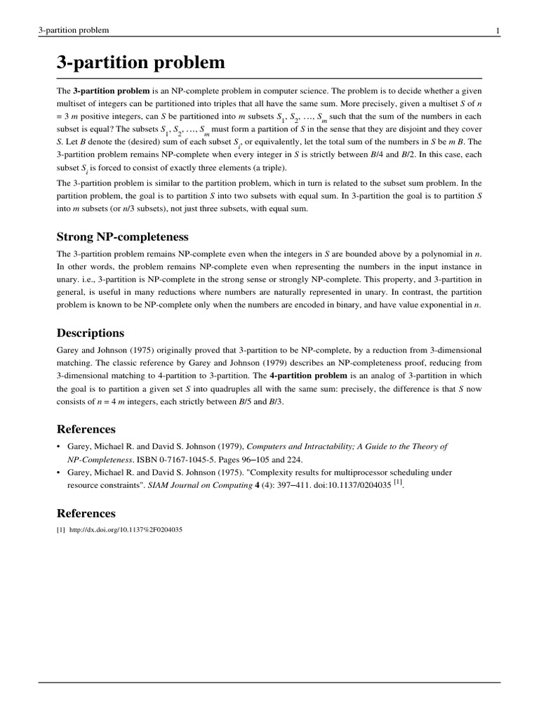 3 Partition Problem | PDF | Np Complete Problems | Computational Problems