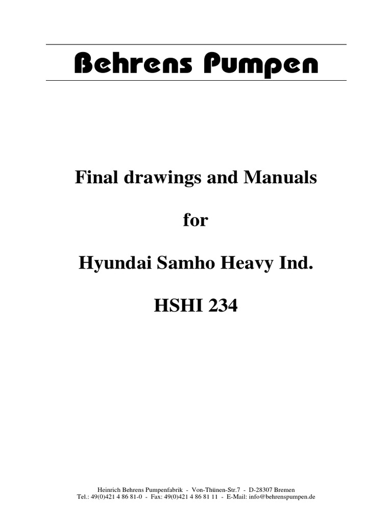 Behrens Pumps | PDF | Bearing (Mechanical) | Pump