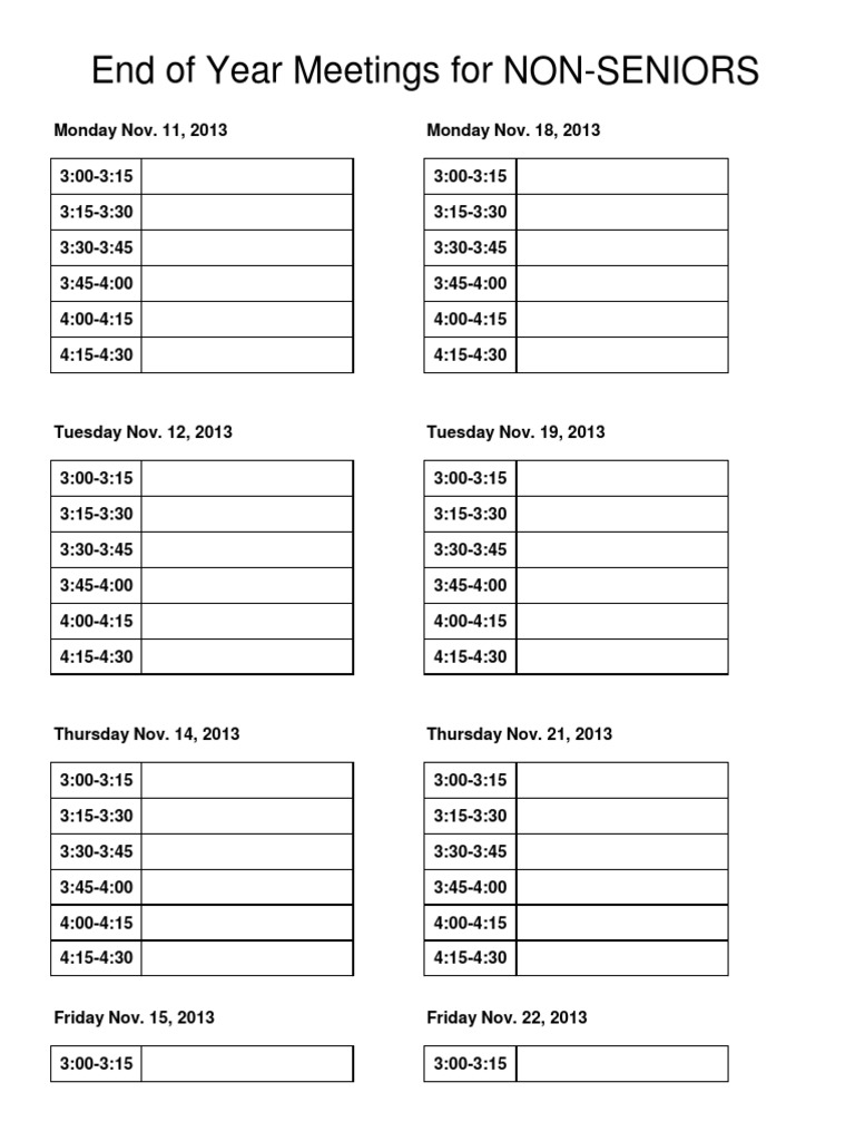 End of Year Meetings | PDF | Sports