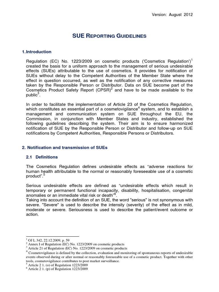 Sue Reporting Guidelines En | Causality | Risk